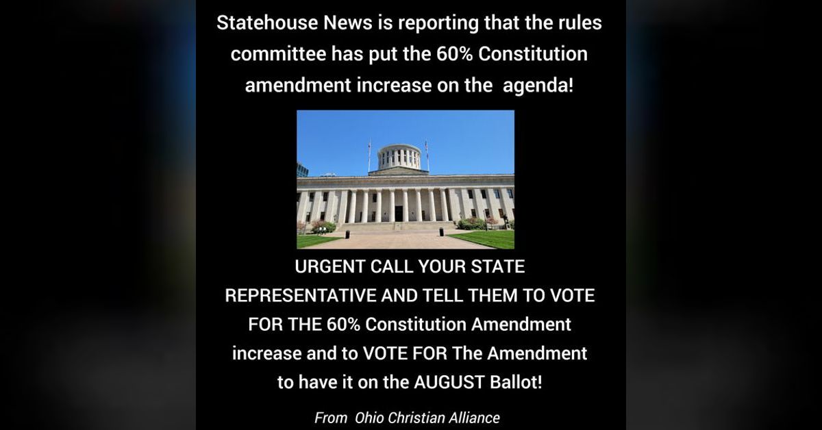Sixty Percent Constitutional Amendment Increase on the Floor Tomorrow ...
